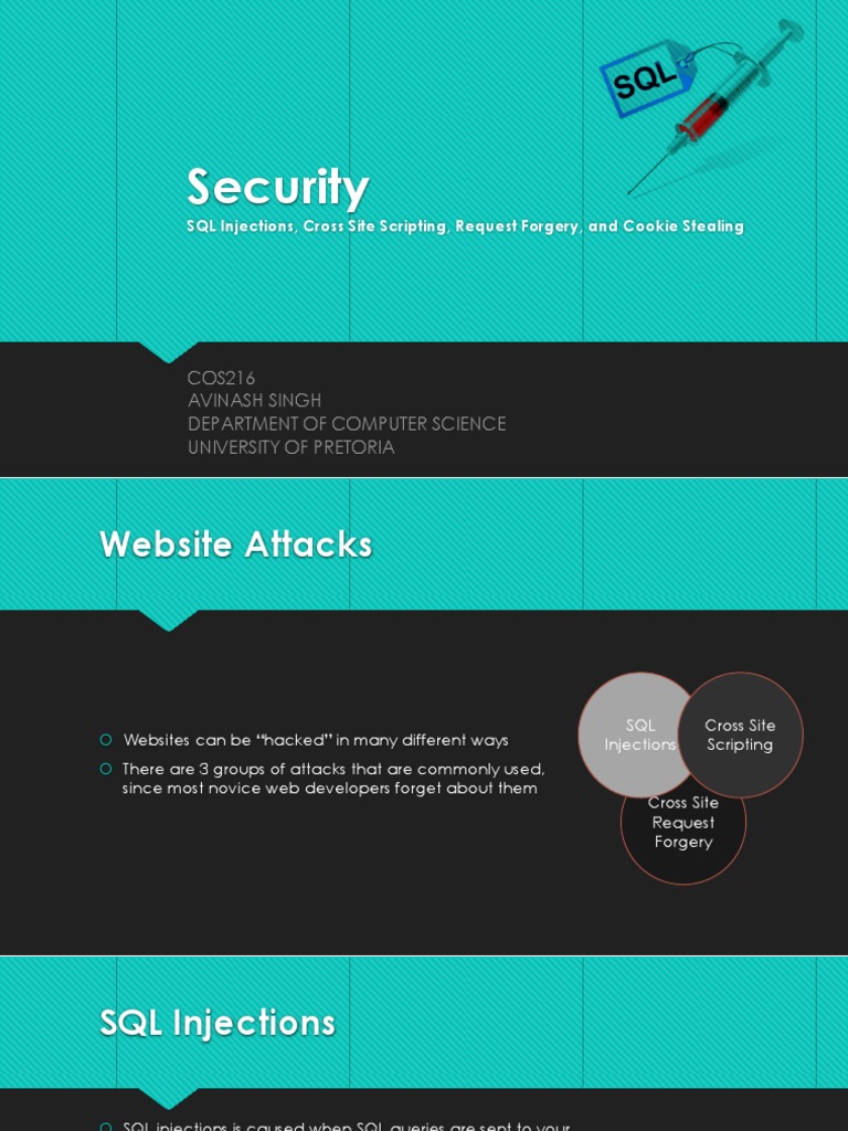 Security Website Attacks - SQL Injections, XSS, CSRF, Cookie Stealing | PDF | Http Cookie ...