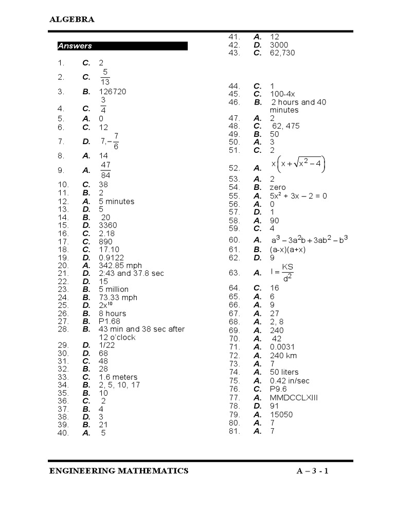 Algebra Answers | PDF | Factorization | Elementary Mathematics