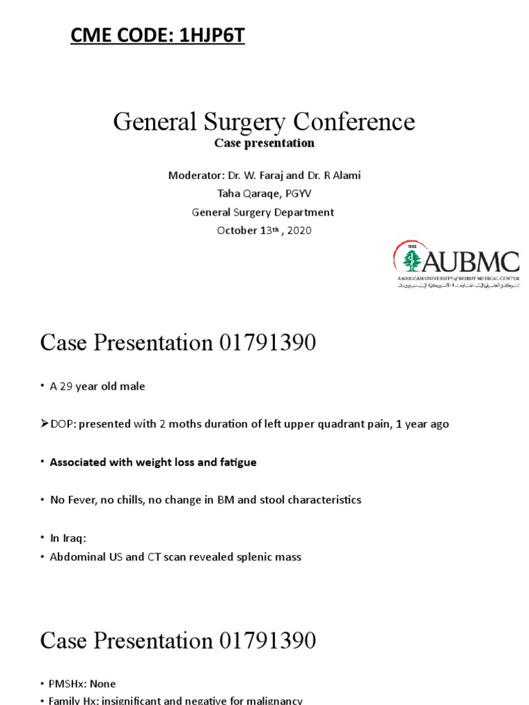 Cme Code: 1Hjp6T: General Surgery Conference | PDF | Lymphoma | Spleen