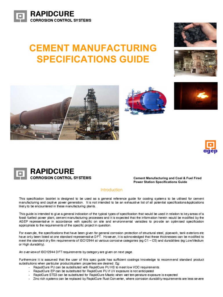 Cement Manufacturing Specifications Guide: Rapidcure | PDF | Corrosion ...