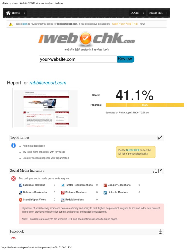 Rabbitsreportcom 2 Website SEO Review and Analysis Iwebchk PDF | PDF