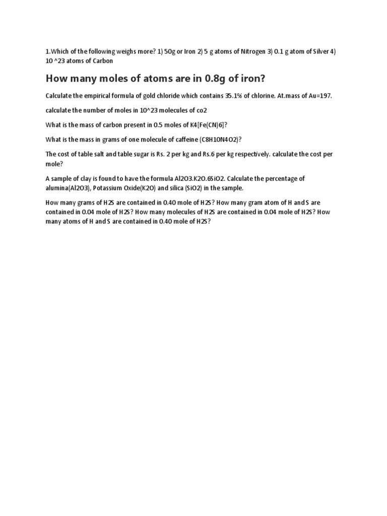 Mole Concept 1 | PDF