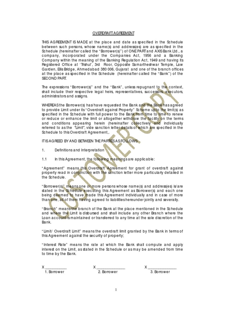Overdraft Against Property Agreement | PDF | Interest | Overdraft