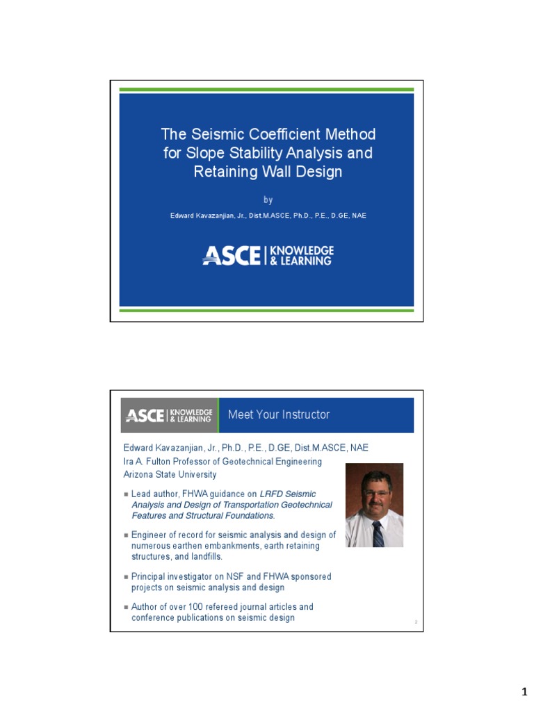Seismic Coefficient Method for Stability | PDF | Geotechnical ...