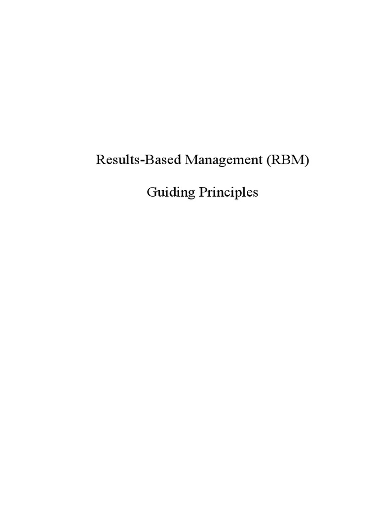 Results-Based Management (RBM) Guiding Principles | PDF