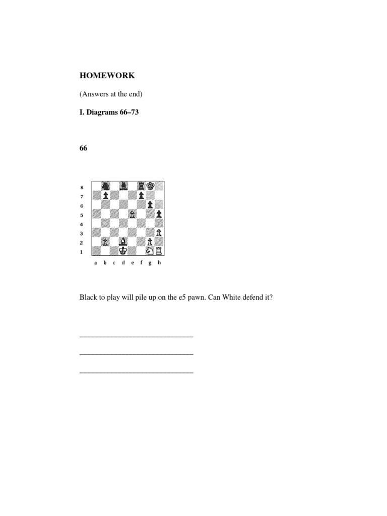 Homework: (Answers at The End) | PDF | Chess Theory | Traditional Board ...