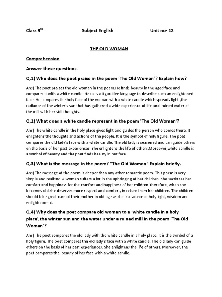 The Old Woman | PDF | Poetry