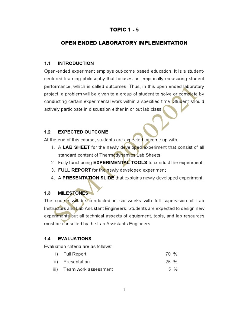 Topic 1 - 5 Open Ended Laboratory Implementation | PDF | Flow ...