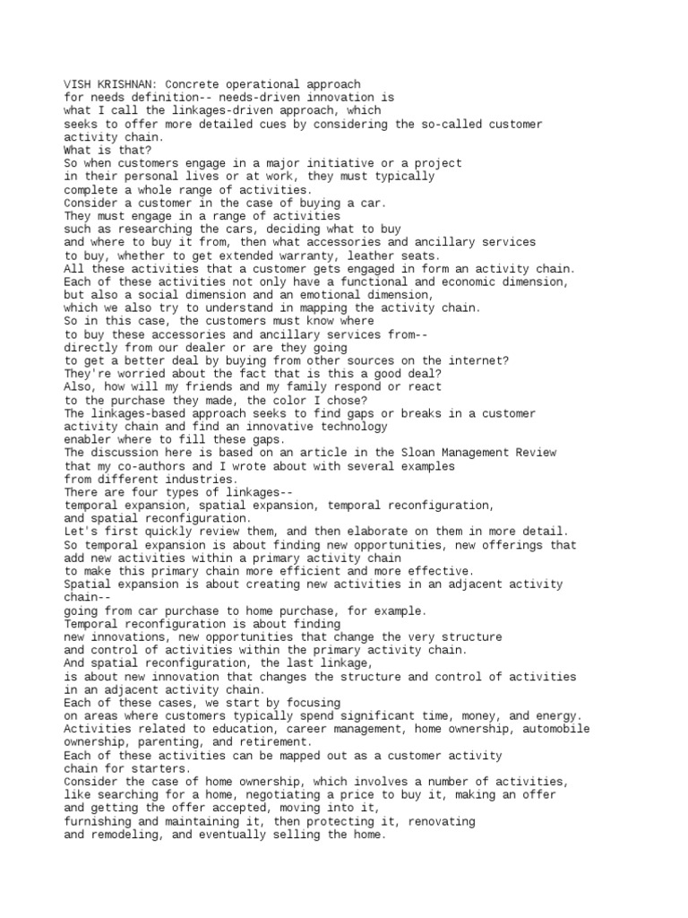 Linkages-Driven Innovation Approach - pt1 - 02 - v2 - Edxmstr - V1-En | PDF | Innovation | Customer