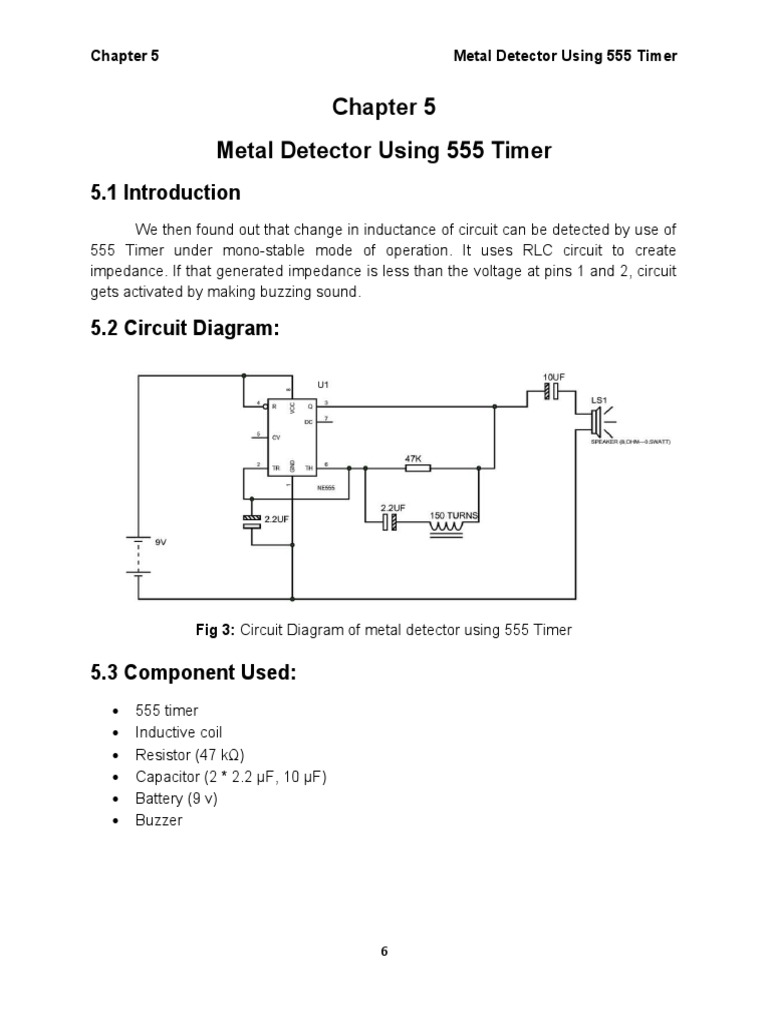 Metal Detector Using 555 Timer | PDF | Electrical Network | Inductance