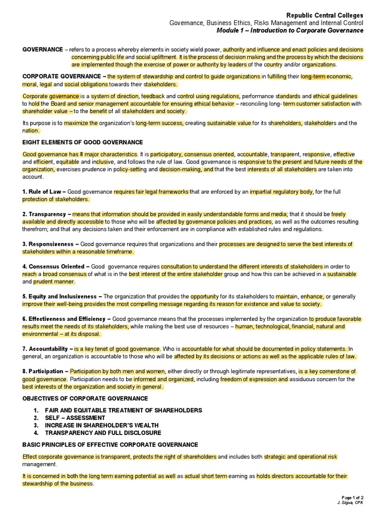 Introduction to Corporate Governance | PDF | Good Governance | Governance