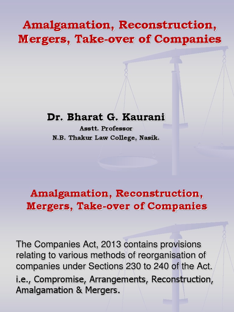 Amalgamation and Reconstruction in Law | PDF | Consolidation (Business ...