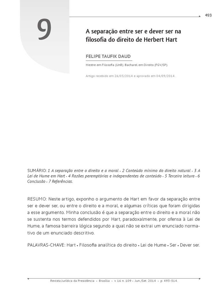 A Separação Entre Ser e Dever Ser Na Filosofia Do Direito de Hebert ...