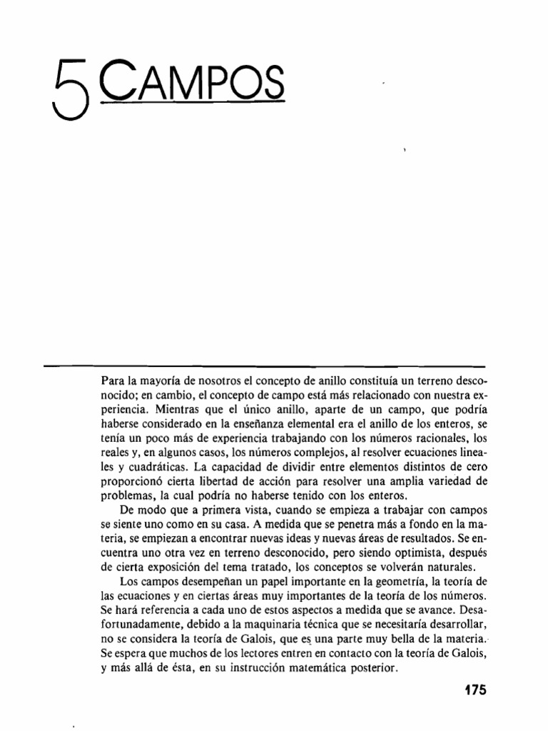 Estructura de Campo | PDF | Campo (Matemáticas) | Espacio vectorial
