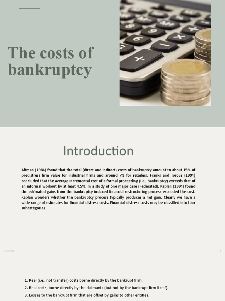 The Cost of Bankruptcy | PDF | Bankruptcy | Interest