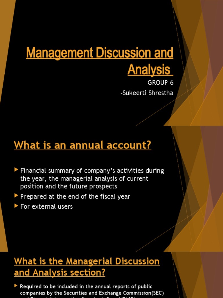 Management Discussion and Analysis Overview | PDF | Financial Statement ...