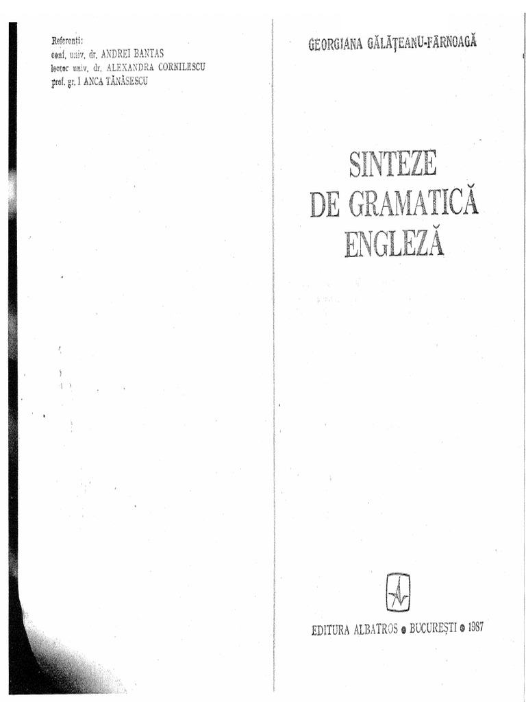 Georgiana Galateanu - Sinteze de Gramatica Engleza PDF | PDF