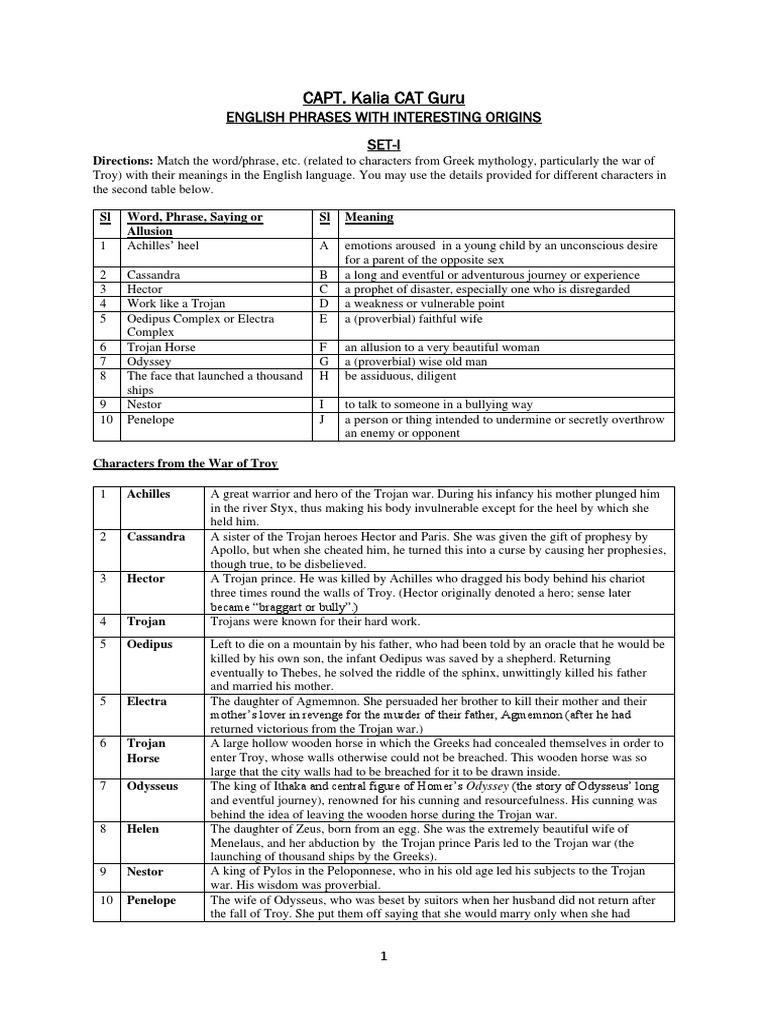 English Phrases With Interesting Origins | PDF | Trojan War | Odysseus