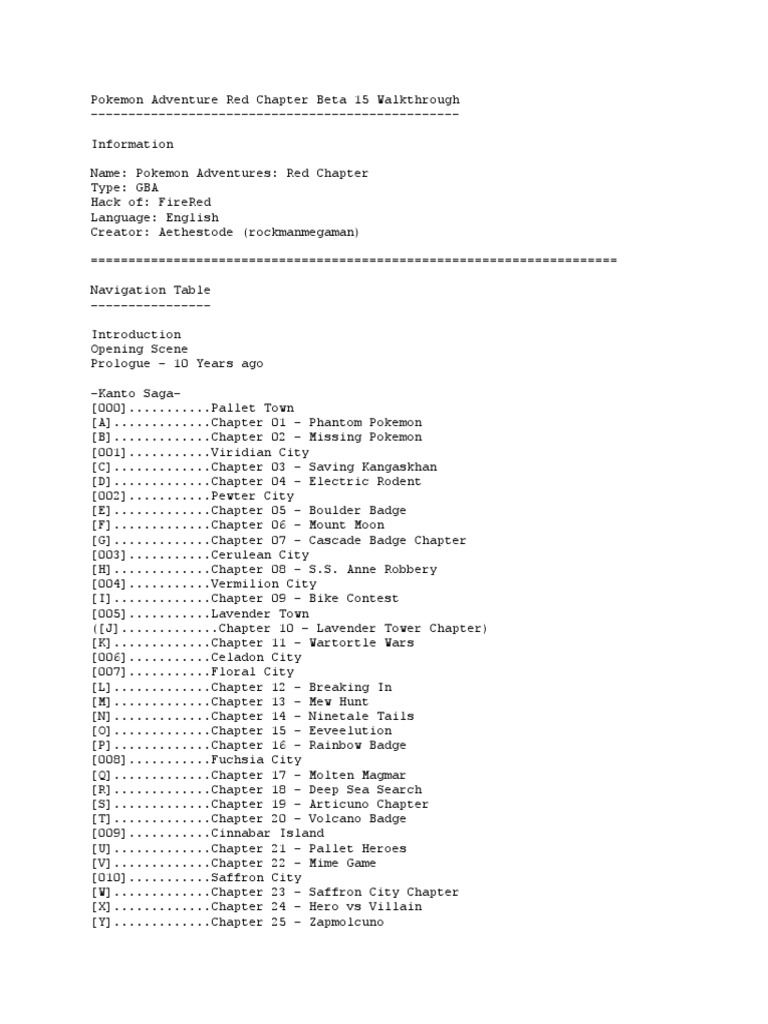Pokemon Adventure Red Chapter Beta 15 Walkthrough | PDF | Pokémon ...