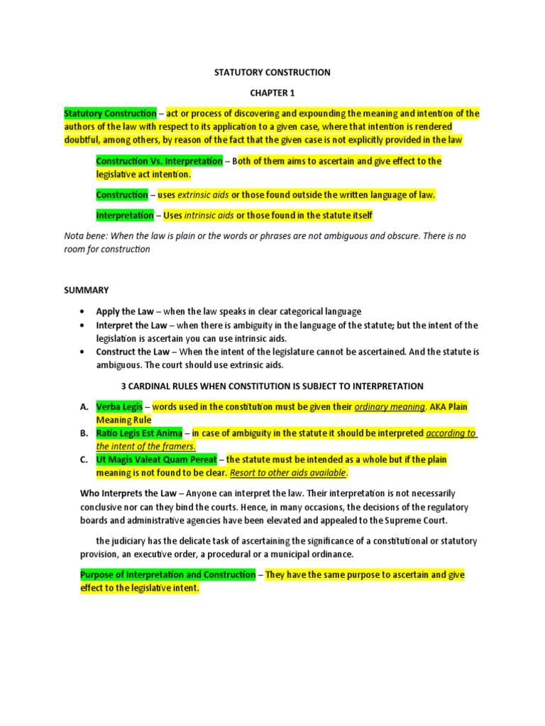 Statutory Construction | PDF | Statutory Interpretation | Judiciaries
