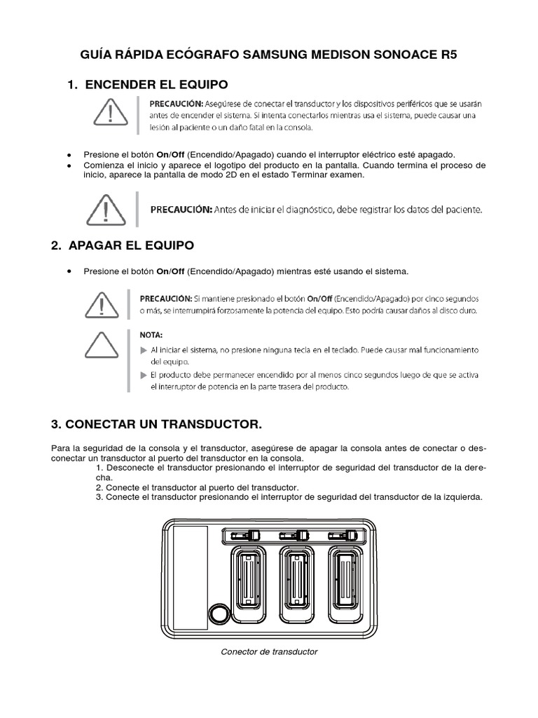 Guía Rápida Ecógrafo Samsung Sonoace | PDF | Software de la aplicacion | Ventana (informática)