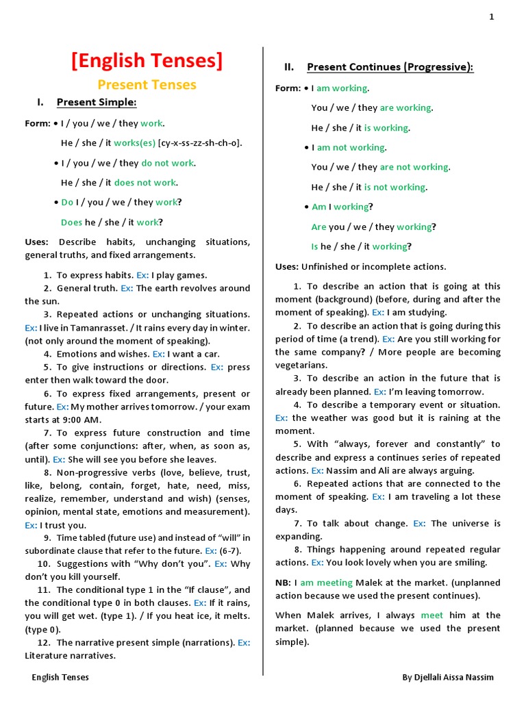 English Tenses | PDF | Syntax | Morphology