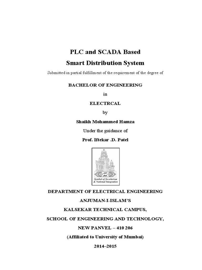 PLC and SCADA Based Smart Distribution System: Submitted in Partial Fulfillment of The ...
