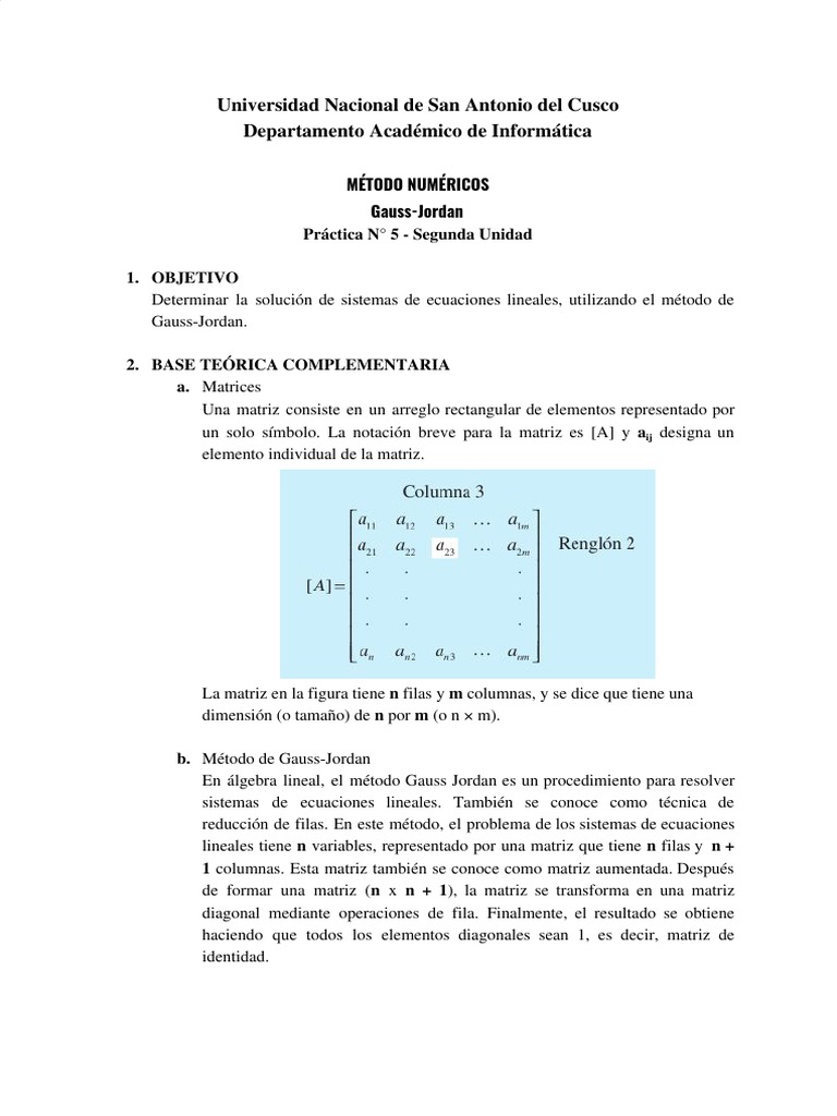 GaussJordan Pseudocódigo | PDF | Matriz (Matemáticas) | Análisis numérico