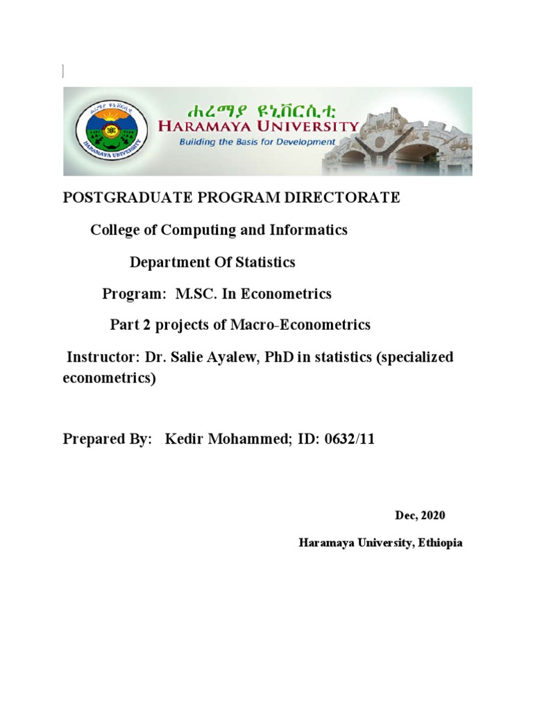 Econometrics Project: ARIMA Modeling | PDF | Autoregressive Integrated Moving Average ...
