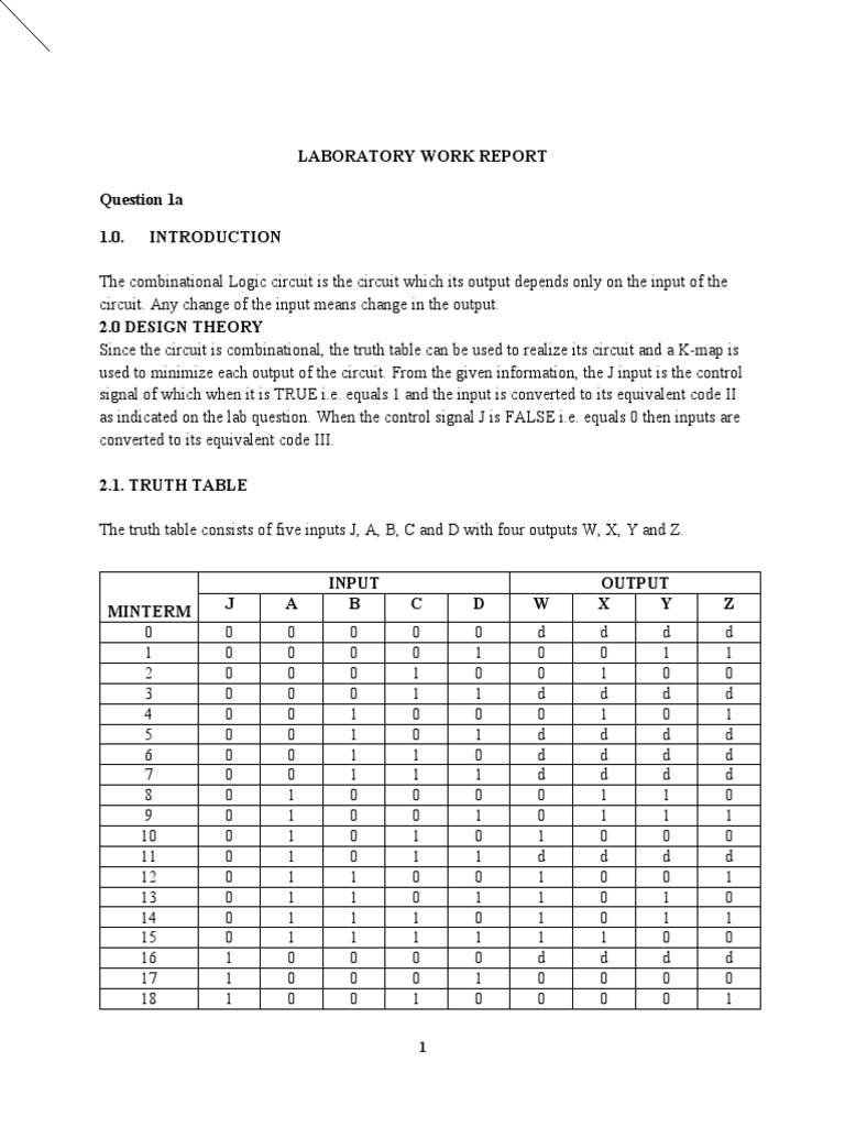 Laboratory Work Report Question 1a 1.0 | PDF | Computer Data Storage | Logic Gate