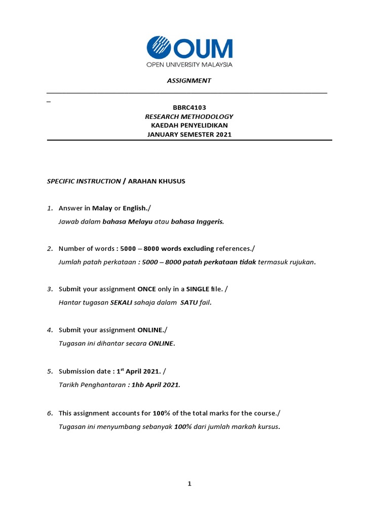 Bbrc4103 Research Methodology Jan 21 Assignment Ques | PDF | Career & Growth