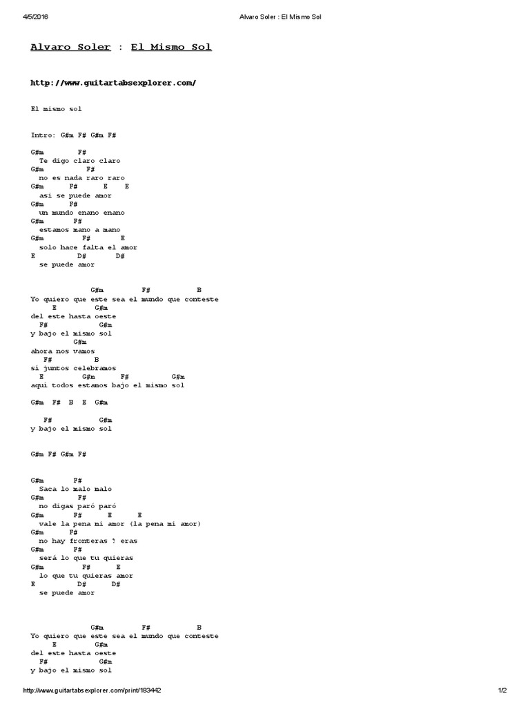 Alvaro Soler - El Mismo Sol | PDF | Entretenimiento (general)