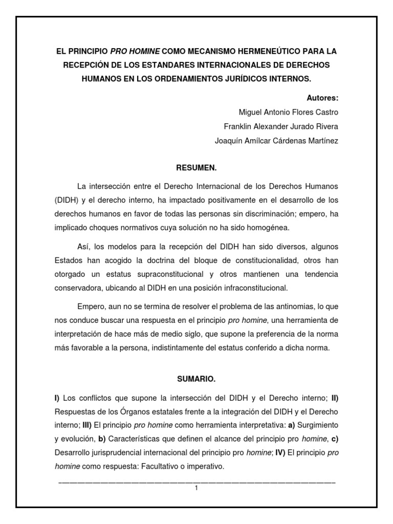 Principio Pro Homine | PDF | Convenio europeo de derechos humanos ...