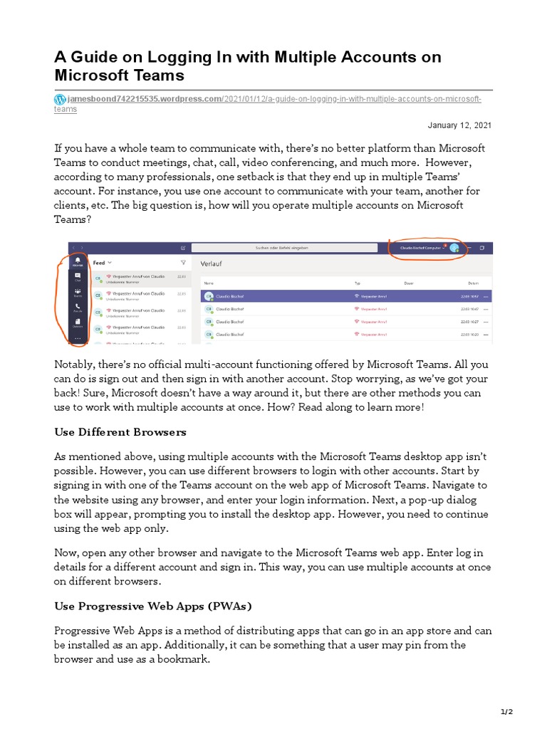 A Guide On Logging in With Multiple Accounts On Microsoft Teams | PDF ...