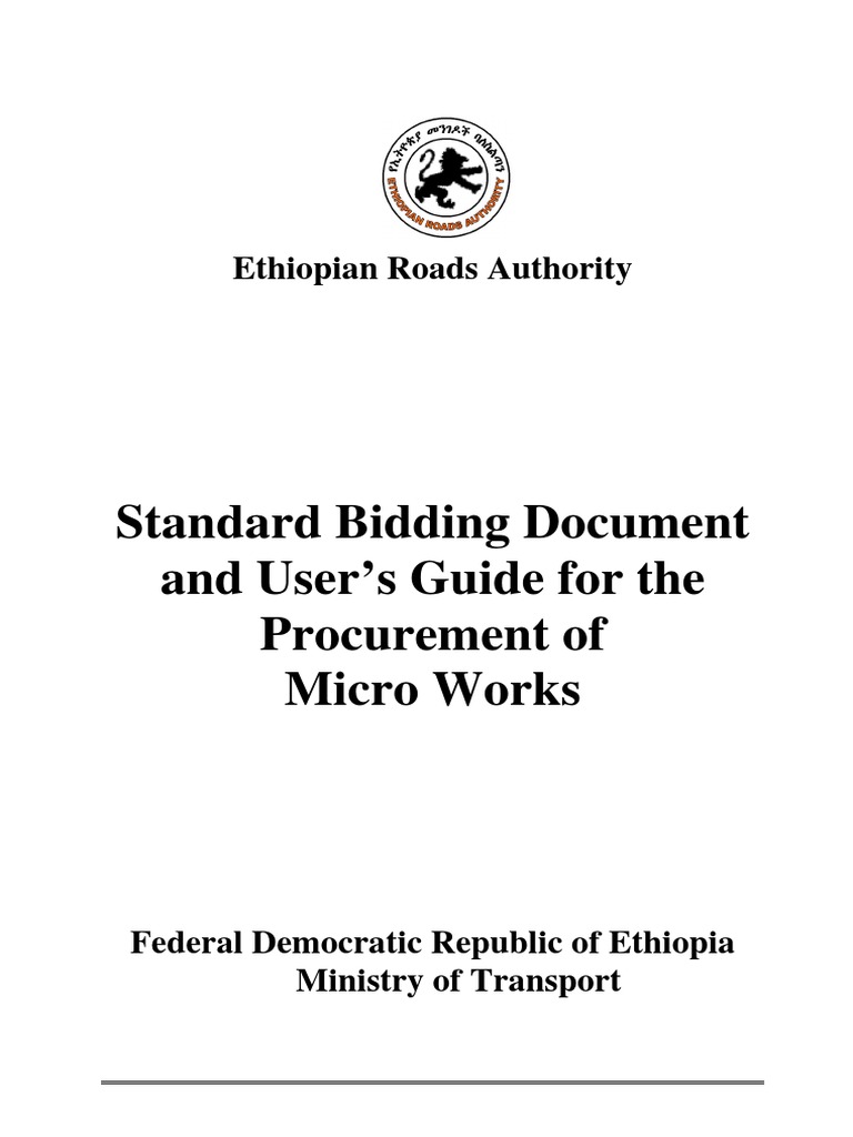 Standard Bidding Document and User's Guide For The Procurement of Micro Works | PDF ...