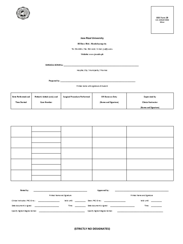 PRC Forms OR Minor | PDF | Medical Specialties | Medicine