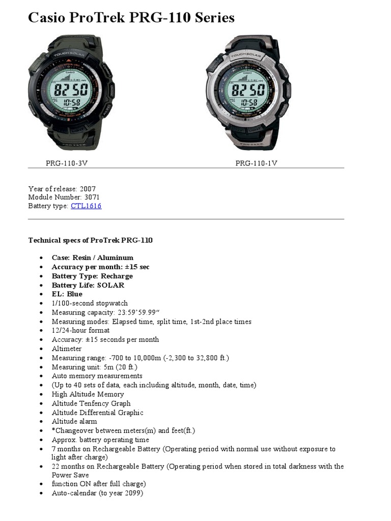 Casio PRG 110 | PDF | Altitude | Metrology