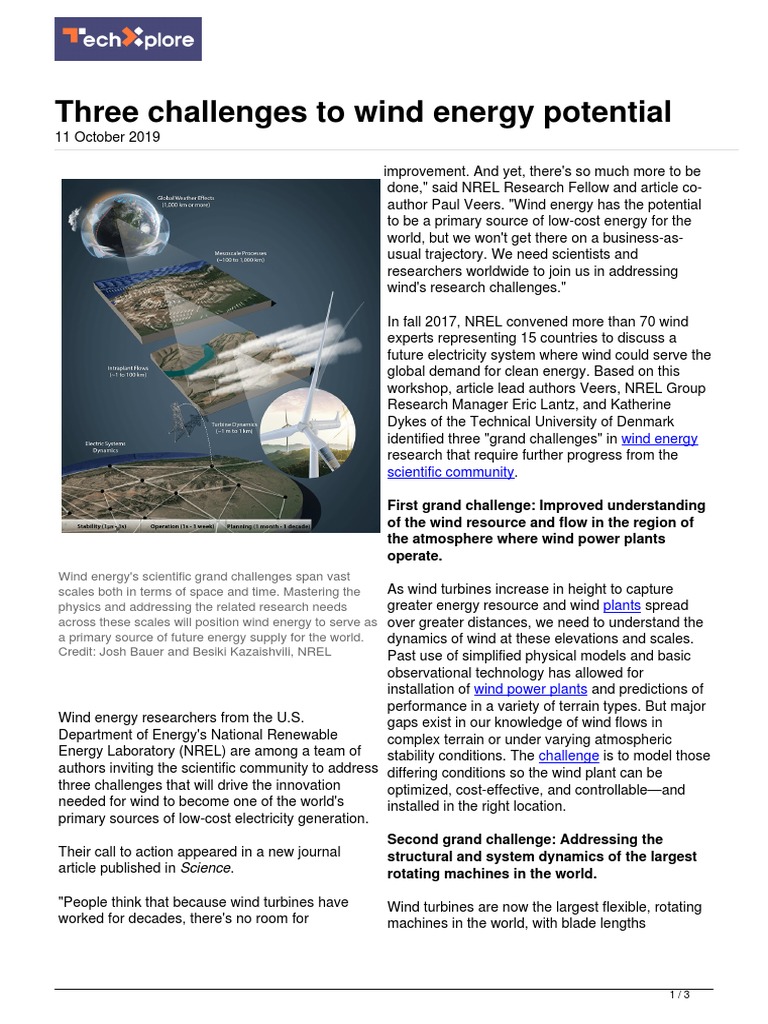 2019-10-Ethree Challenges To Wind Energy Potential | PDF | Wind Power ...
