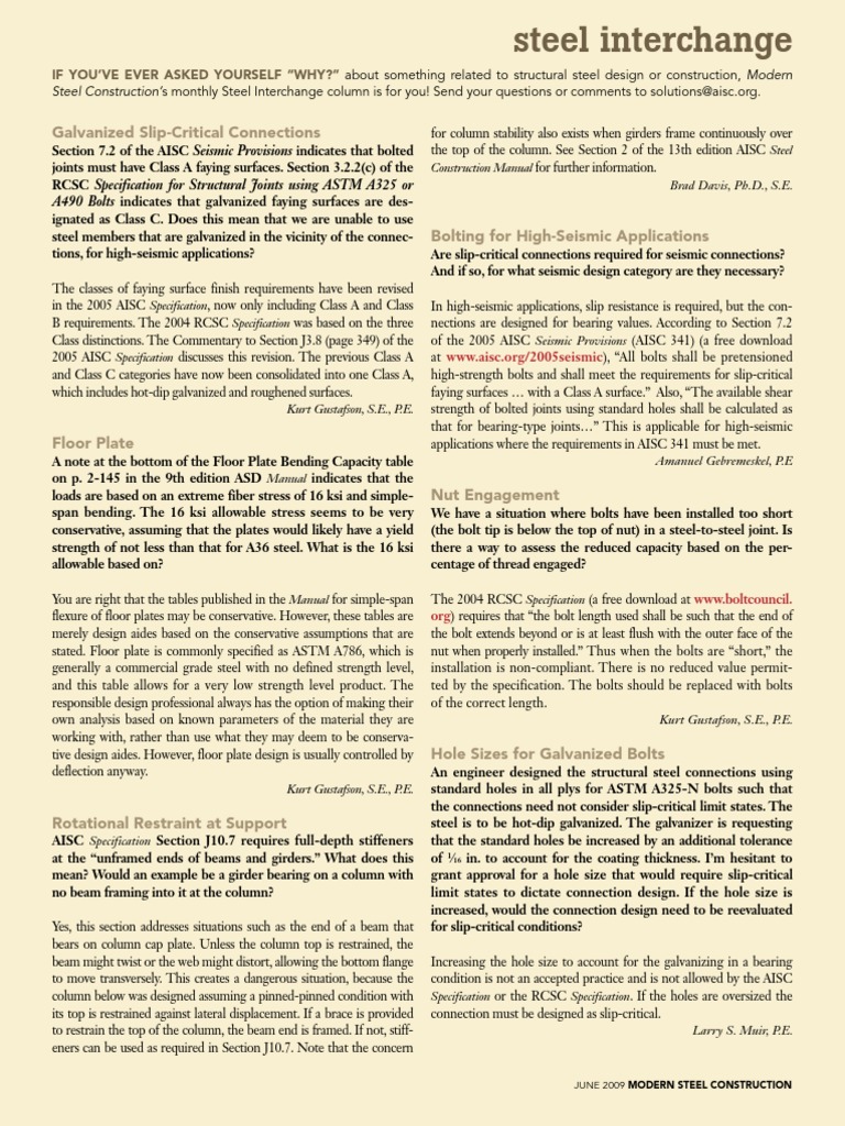 Galvanized Slip-Critical Connections | Download Free PDF | Screw | Bending