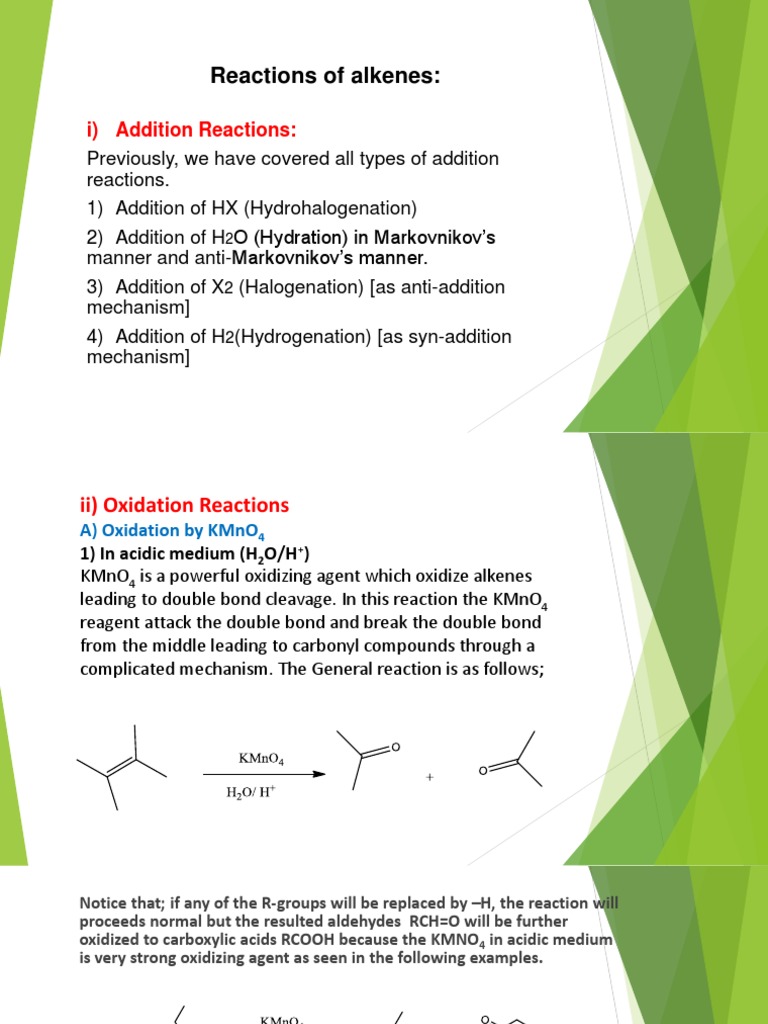 Reactions of Alkenes | PDF | Alkene | Aldehyde