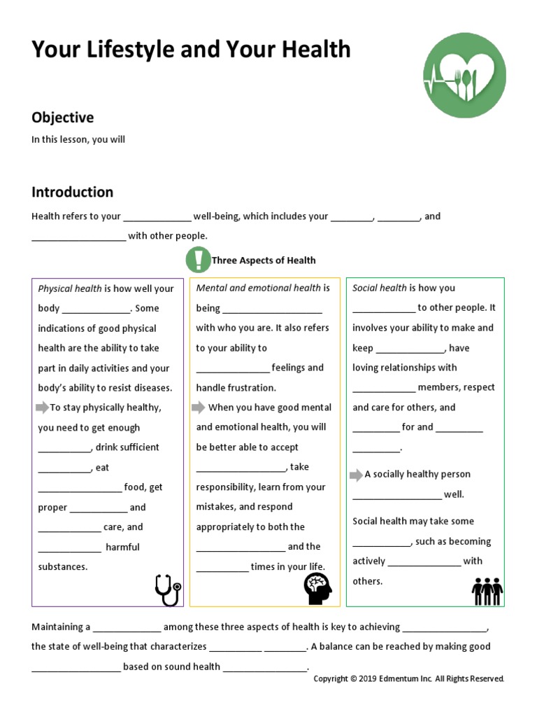 Guided Notes - Your Lifestyle and Your Health | PDF | Mental Health ...
