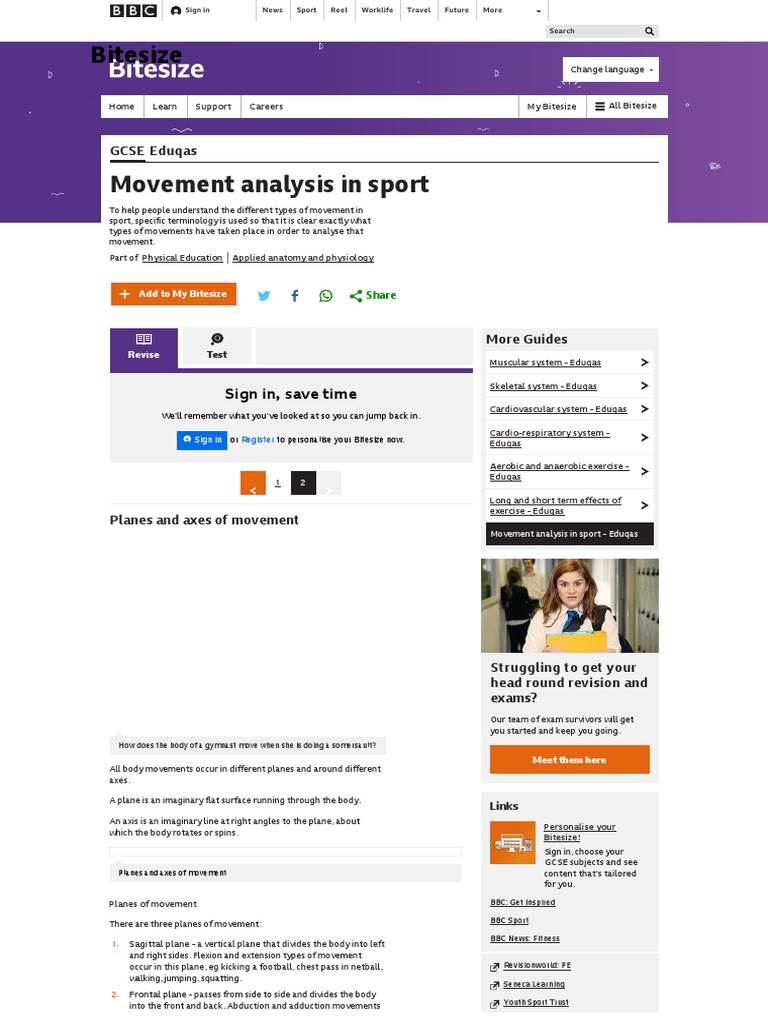 Planes and Axes of Movement - Movement Analysis in Sport - Eduqas ...