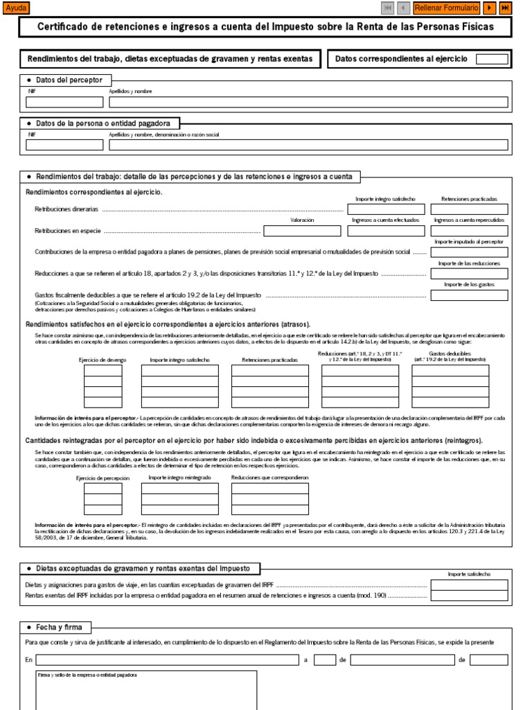 Certificado de Retención Del Modelo 190 | PDF | Finanzas del gobierno | Impuestos