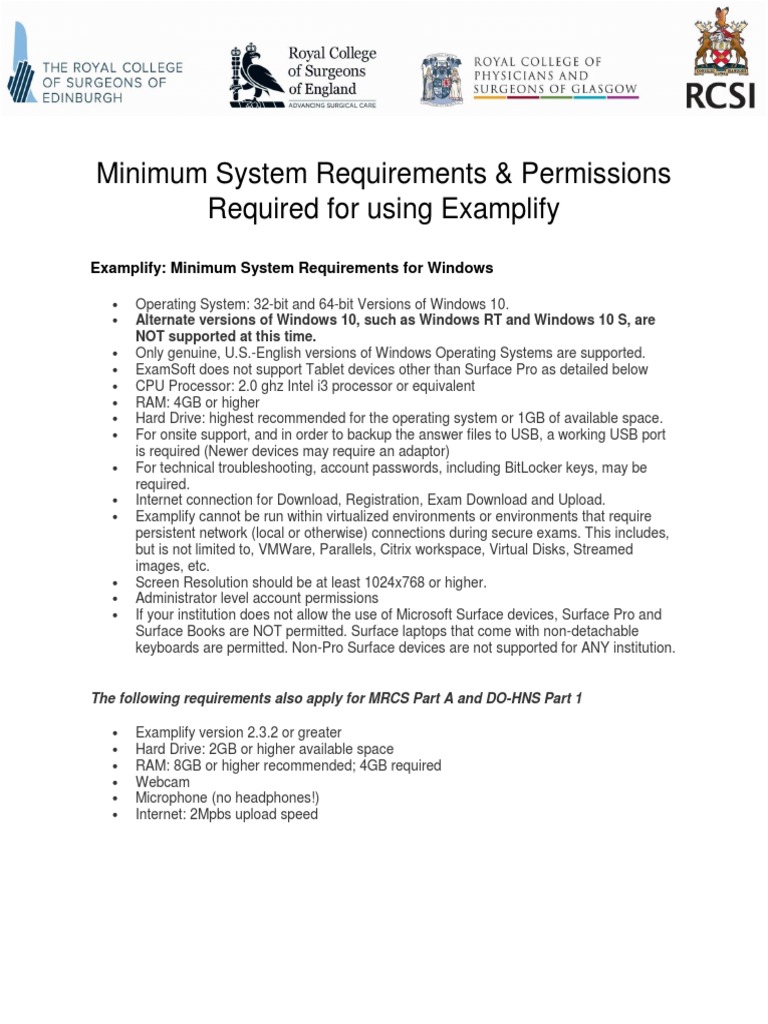 Minimum System Requirements and Permissions | PDF | Windows 10 ...