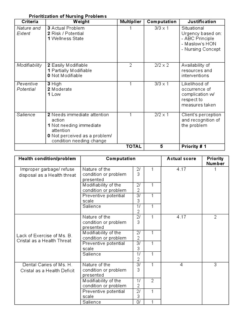 Prioritization of Problems | PDF | Health Care | Human Nature