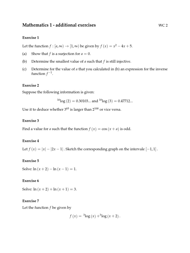 Calculus Exercises 2 | PDF
