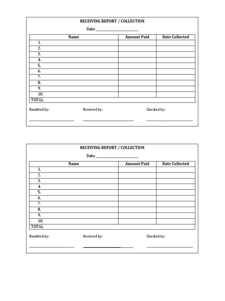 Date: - : Receiving Report / Collection | PDF