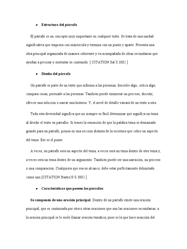 Estructura Del Párrafo | PDF | Párrafo | Oración (Lingüística)