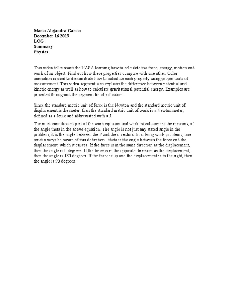 Maria Alejandra Garcia December 16 2019 LOG Physics | PDF