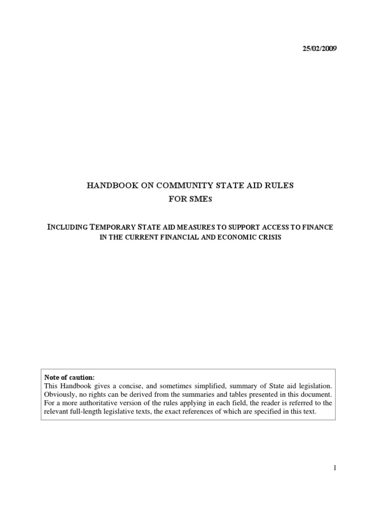 Handbook on Community State Aid Rules for Small and Medium-Sized ...